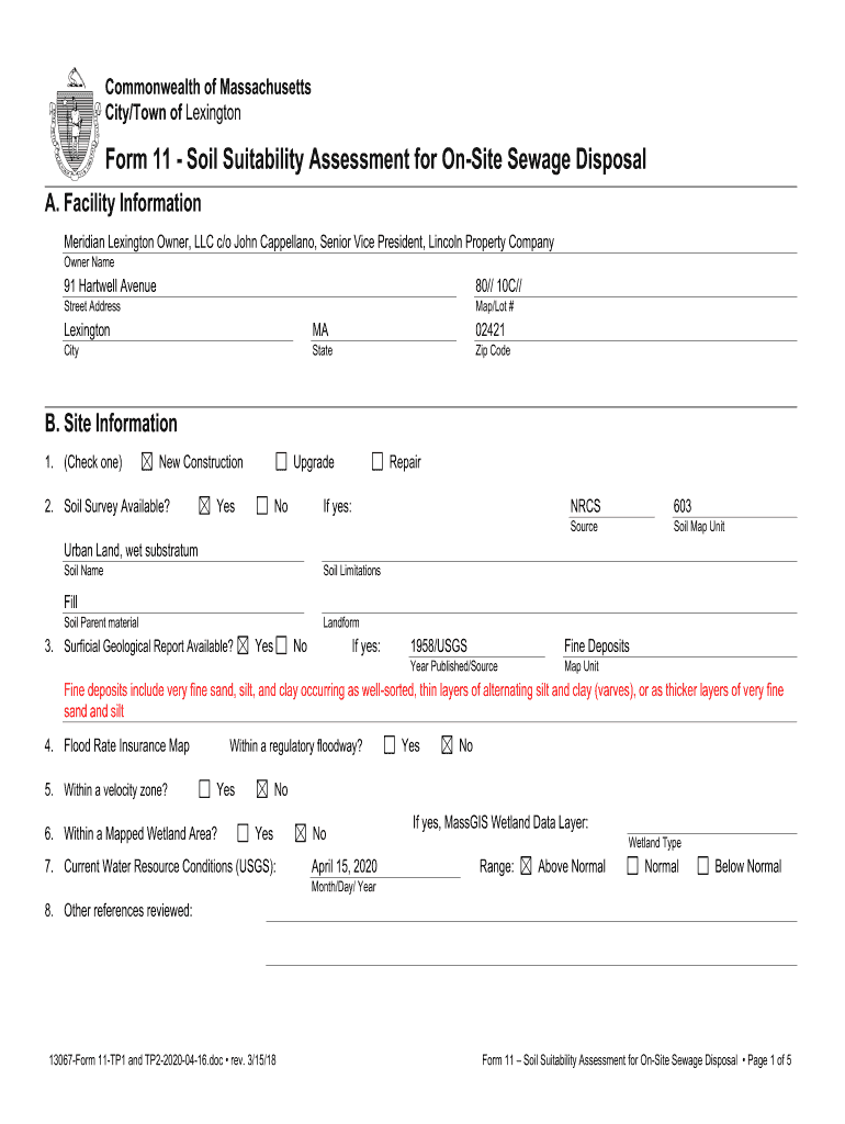Fillable Online Form 11 - Soil Sustainability Assessment for On-Site ...