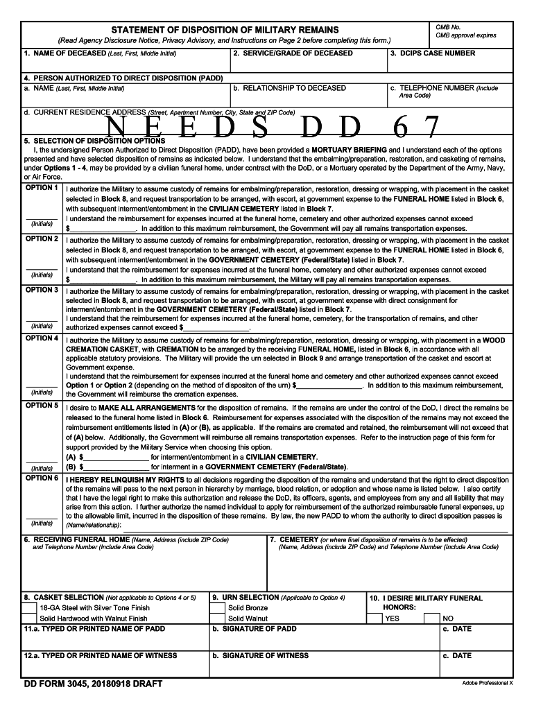Fillable Online DD Form X634, Statement of Disposition of Military ...