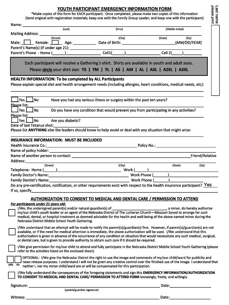 Fillable Online Student Emergency Information Form - Montgomery County ...