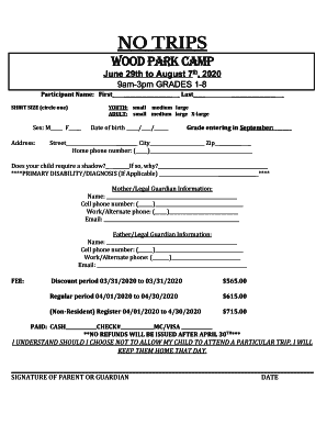 Fillable Online NO TRIPS Fax Email Print - pdfFiller