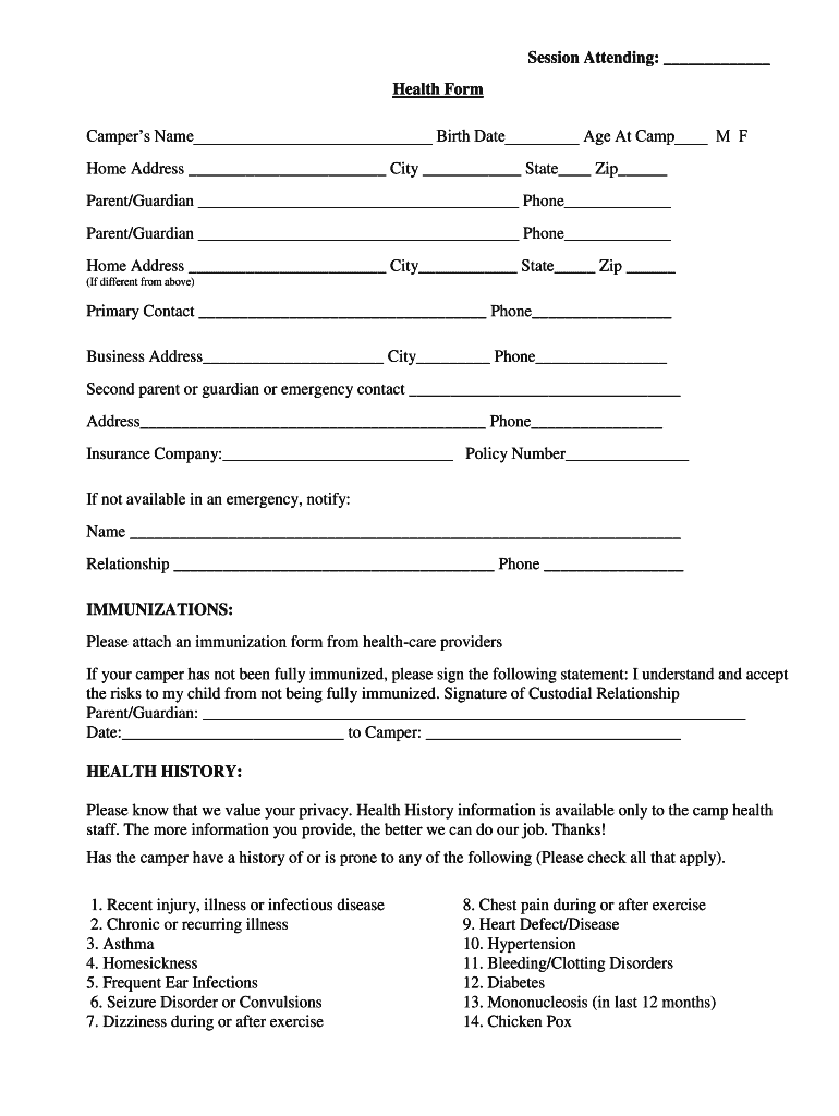 Fillable Online Health Form - Hart to Hart Farm Fax Email Print - pdfFiller