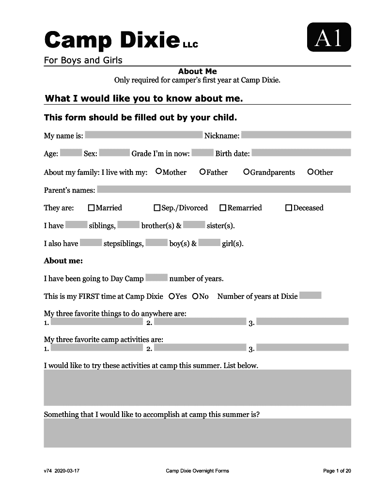 Fillable Online Camp Dixie Forms Packet Fax Email Print - pdfFiller
