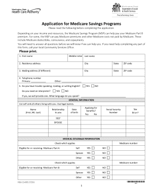 Fillable Online Application for Medicare Savings Program Fax Email ...