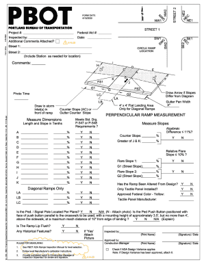 Fillable Online ADA Curb Ramp Inspection Form JWS 4-14-20 Fax Email ...