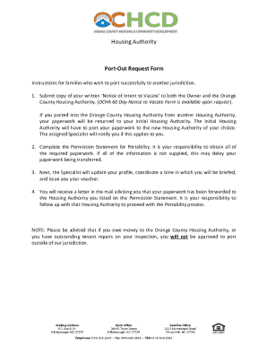 Fillable Online Housing Authority Port-Out Request Form - Orange County ...