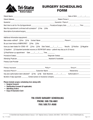 Fillable Online Surgery Scheduling Information Form TemplateJotForm Fax ...