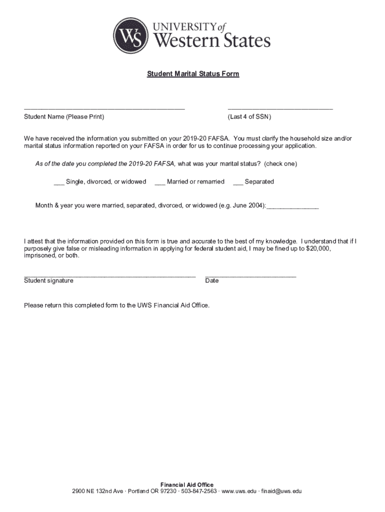 Fillable Online Student Marital Status Form Fax Email Print - pdfFiller