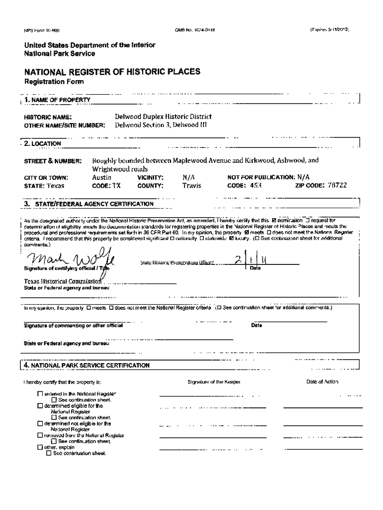 Fillable Online atlas thc state tx PDF National Register Nomination ...