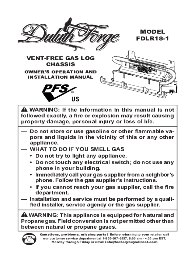 Fillable Online VENT-FREE GAS LOG Fax Email Print - pdfFiller