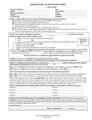 Fillable Online PDF Disciplinary Action Review Form - West Virginia ...
