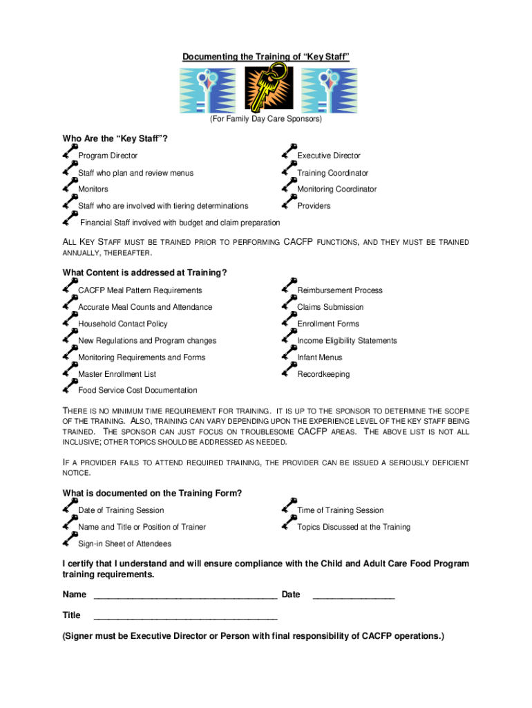 Fillable Online Training Requirements in the CACFP - Child and Adult ...