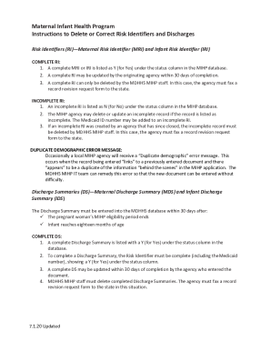 Fillable Online Instructions for MIHP Database Record Revision Request ...