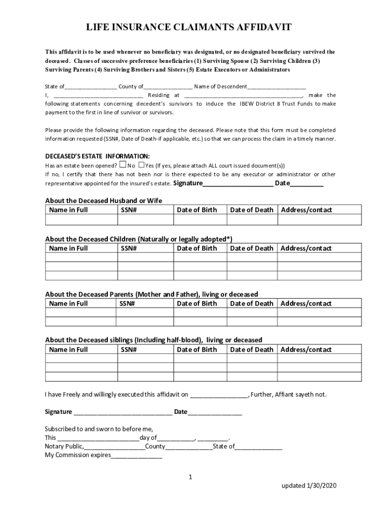 Fillable Online Preference Beneficiary's Affidavit - City of Tucson Fax Email Print - pdfFiller