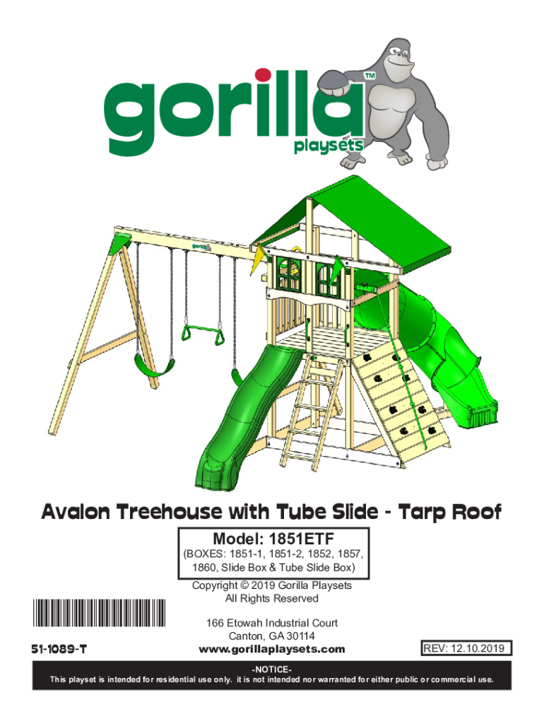 Fillable Online Avalon Treehouse with Tube Slide - Tarp Roof Fax Email ...