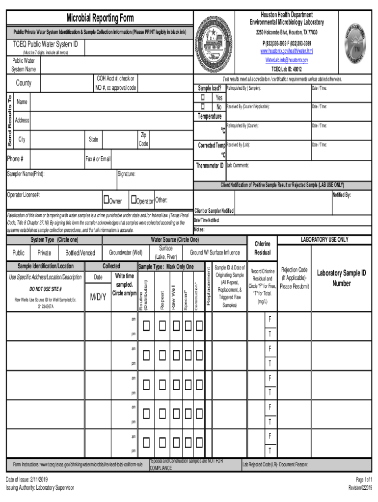 Fillable Online Microbial Reporting Form Fax Email Print - pdfFiller