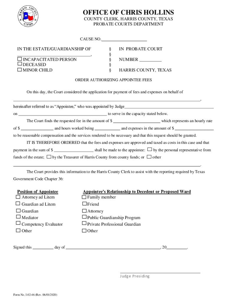 Fillable Online PDF Small Estate Affidavit - Probate Court - Harris ...