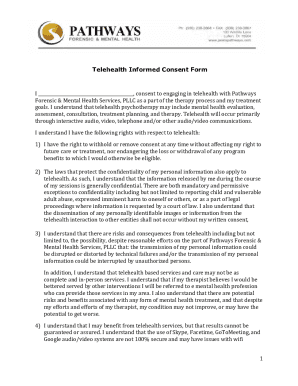 Fillable Online Sample Telehealth Consent Form - CAMFT Fax Email Print ...