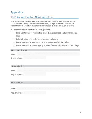 Fillable Online 2020 Annual Election Nomination Form Fax Email Print ...
