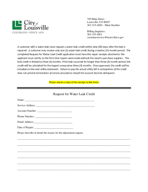 Fillable Online Request for Water Leak Credit Fax Email Print - pdfFiller