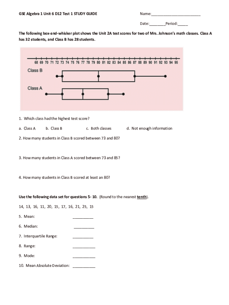 Algebra 1 Unit 6 - Fill Online, Printable, Fillable, Blank | pdfFiller