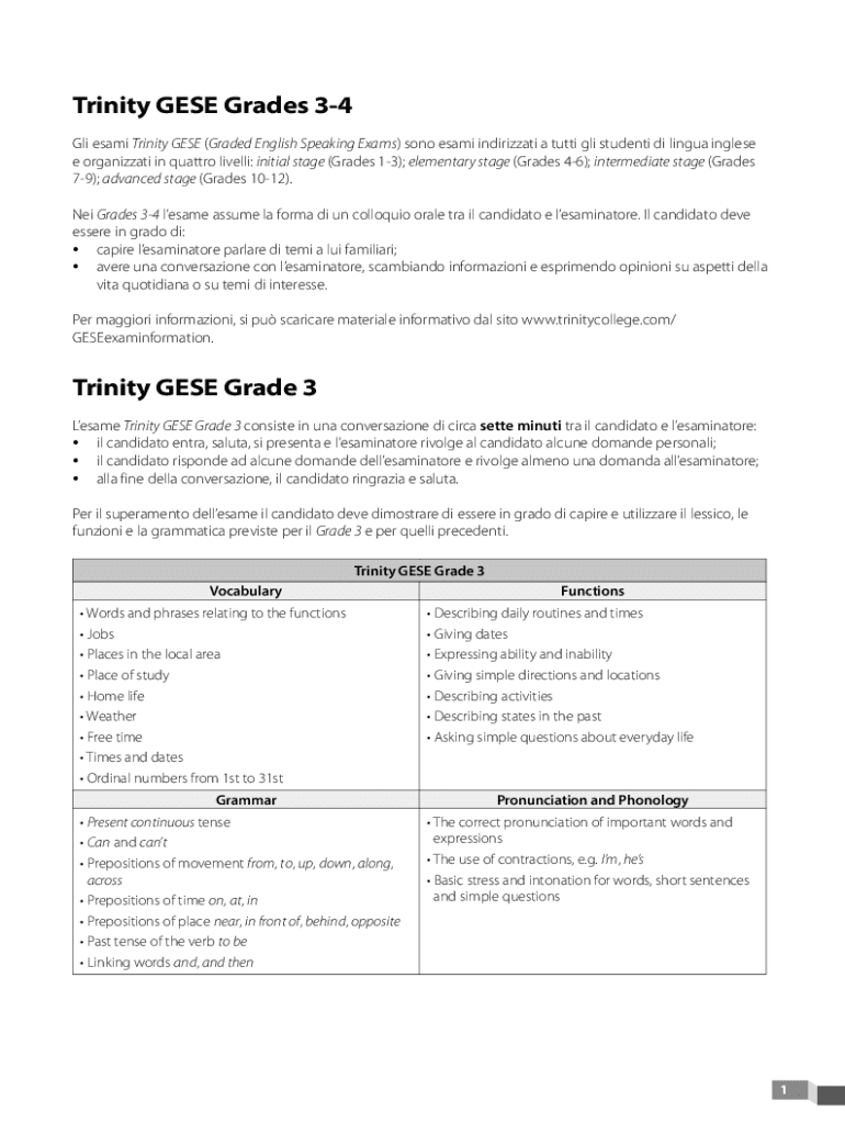 Ready For Trinity Gese Grades 3 4 Pdf - Fill Online, Printable, Fillable, Blank | pdfFiller