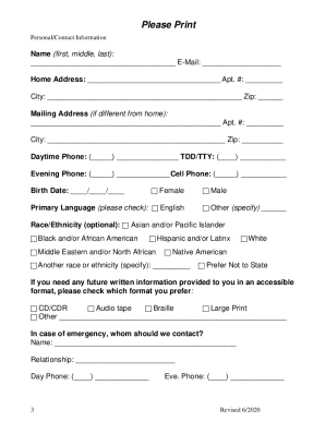 Fillable Online ADA Application Form Rev 6-2020. Application for ADA ...