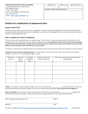 Fillable Online Form: Petition for modification of abatement date Fax ...