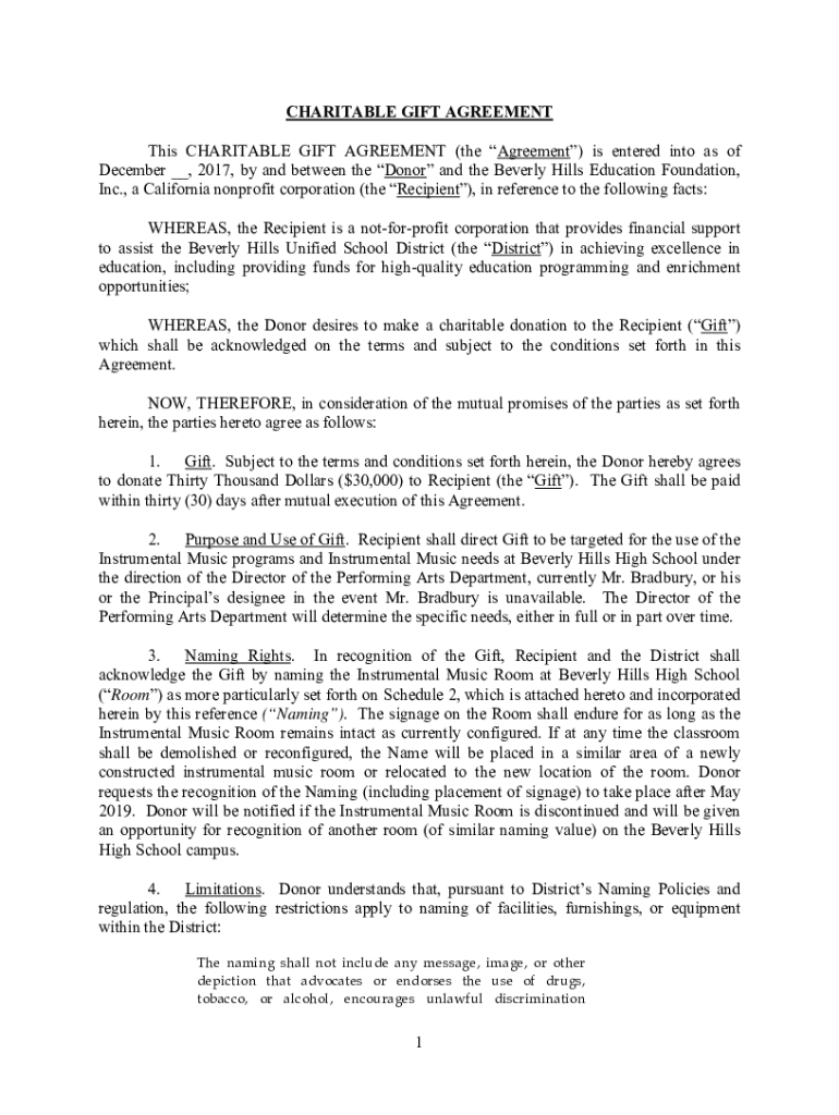 Fillable Online Charitable Pledge Agreement Manaster REDACTED Fax Email Print - pdfFiller