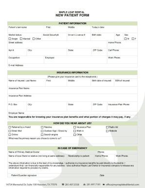 Fillable Online Medical office registration form. Maple Leaf Dental Fax Email Print - pdfFiller