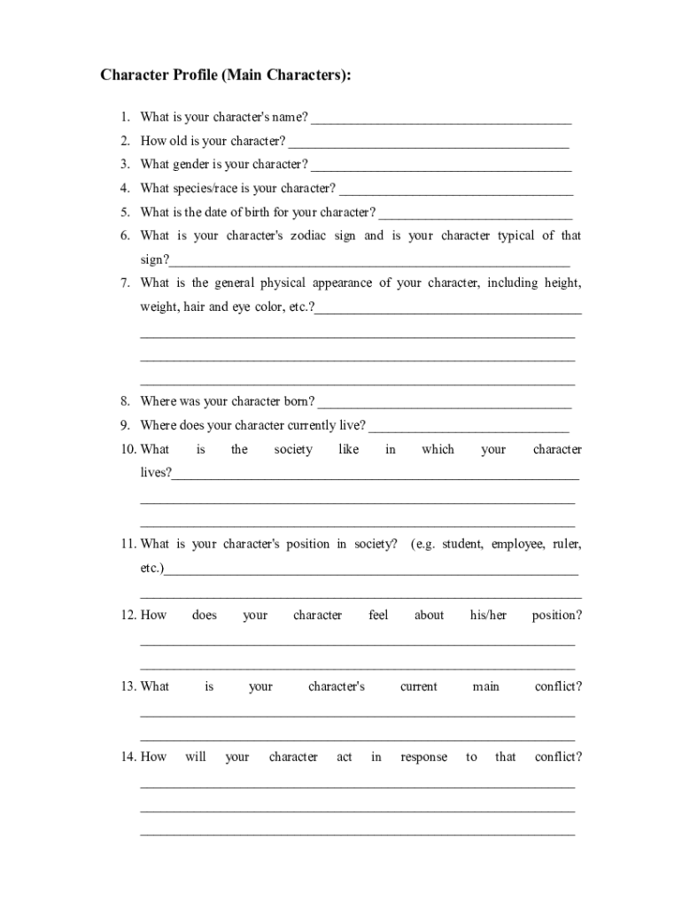 Character Profile Form - Fill Online, Printable, Fillable, Blank ...