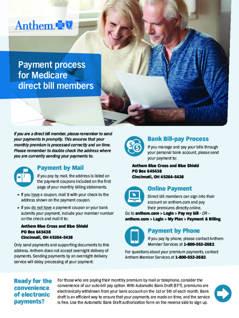 Fillable Online Payment process for Medicare direct bill members Fax ...
