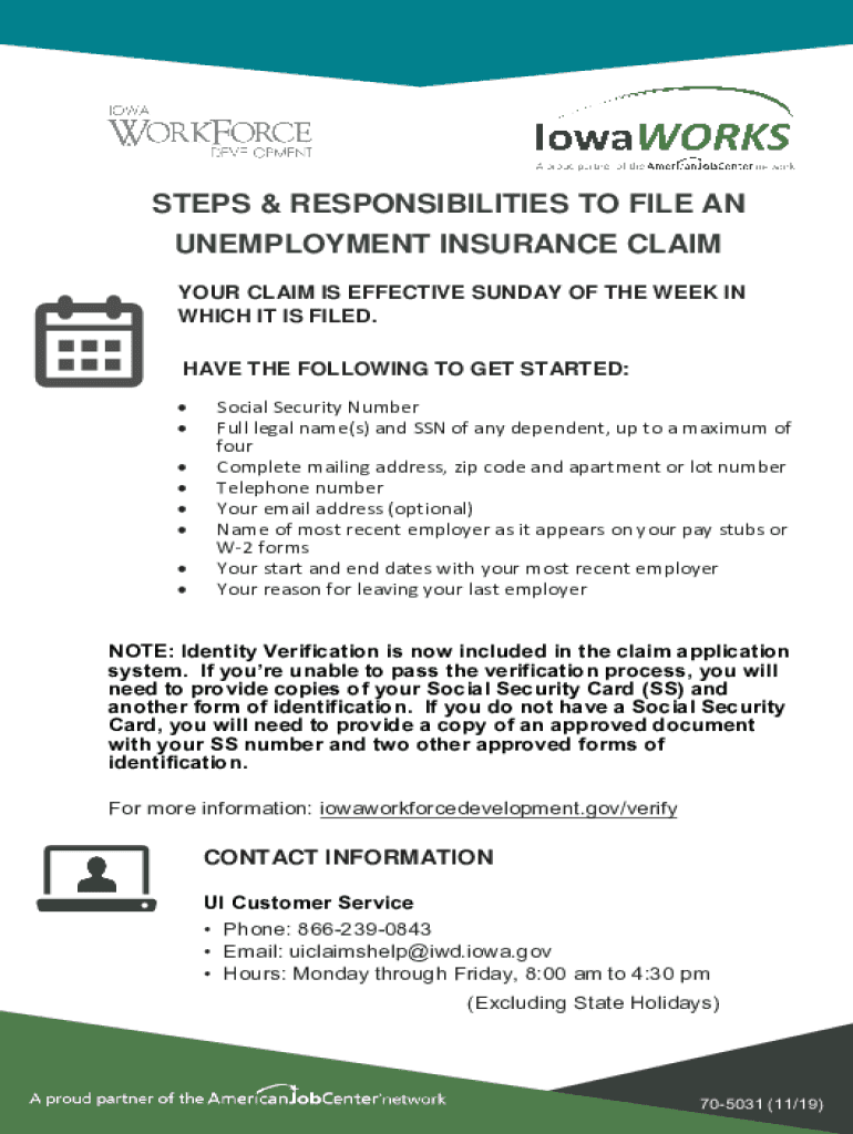 Fillable Online steps & responsibilities to file an unemployment ...