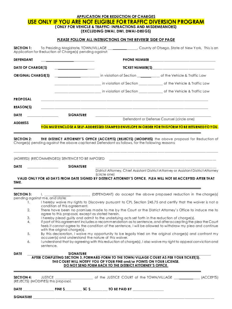 Fillable Online USE ONLY IF YOU ARE NOT ELIGIBLE FOR TRAFFIC DIVERSION ...