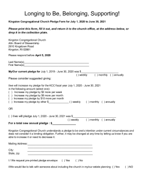 Fillable Online Pledge Form - First Congregational Church of Riverside ...