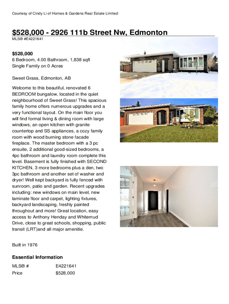 Fillable Online $528,000 - 2926 111b Street Nw, Edmonton Fax Email ...