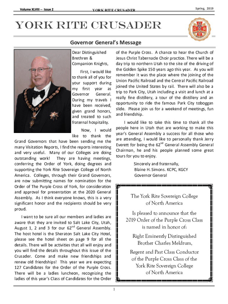 Fillable Online york rite crusader - York Rite Sovereign College of ...