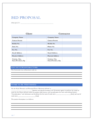 Fillable Online Bid Proposal Template Fax Email Print - pdfFiller