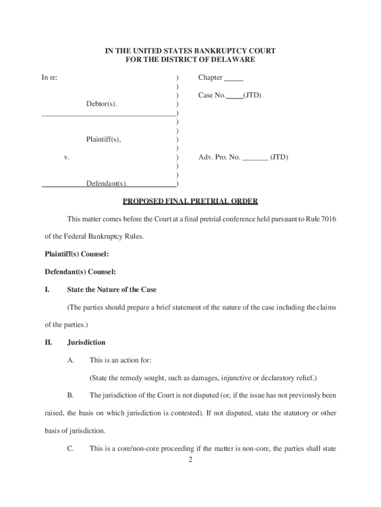 Fillable Online PROPOSED FINAL PRETRIAL ORDER.docx Fax Email Print ...