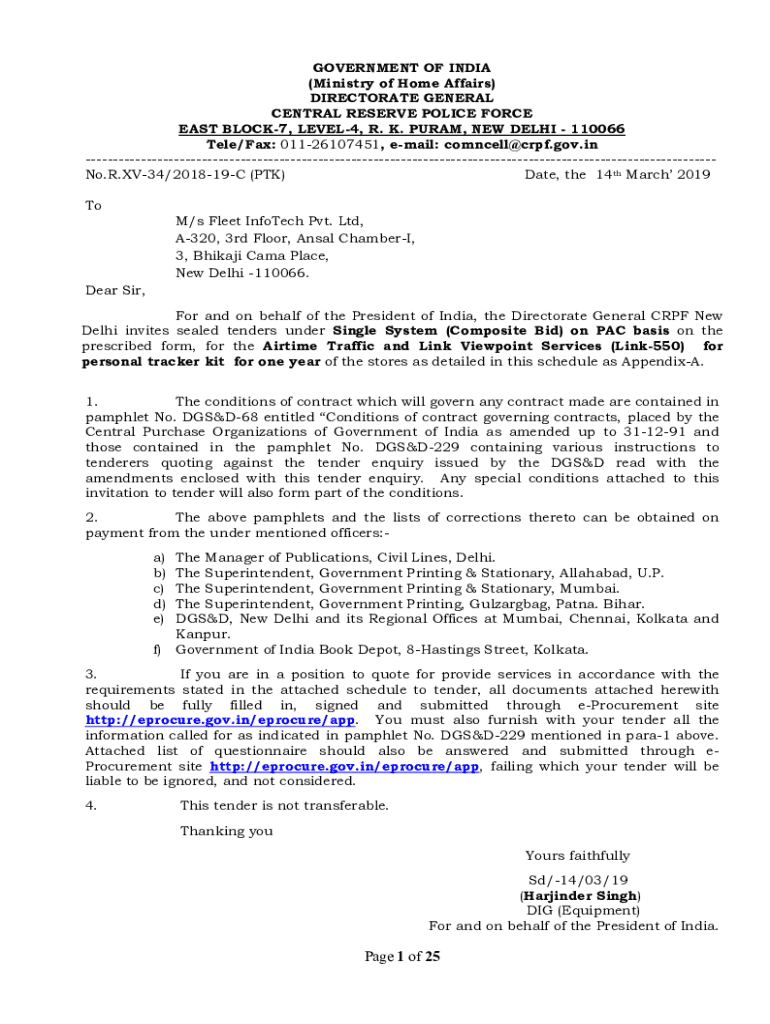 Fillable Online crpf gov Central Reserve Police Force, Government of ...