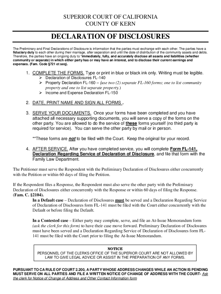 Fillable Online Declaration of Disclosure: Discovery in Family Law for ...