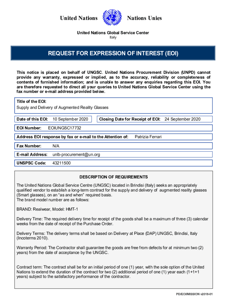 Fillable Online Supply and Delivery of Augmented Reality Glasses Fax ...