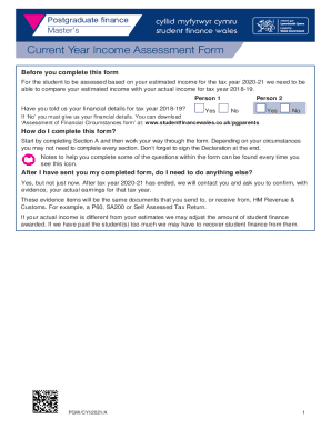 Fillable Online Current Year Income Assessment Form 2020-2021. Current ...