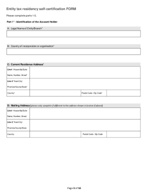 Fillable Online PDF CRS and FATCA IGA Entity Tax Residency Self ...