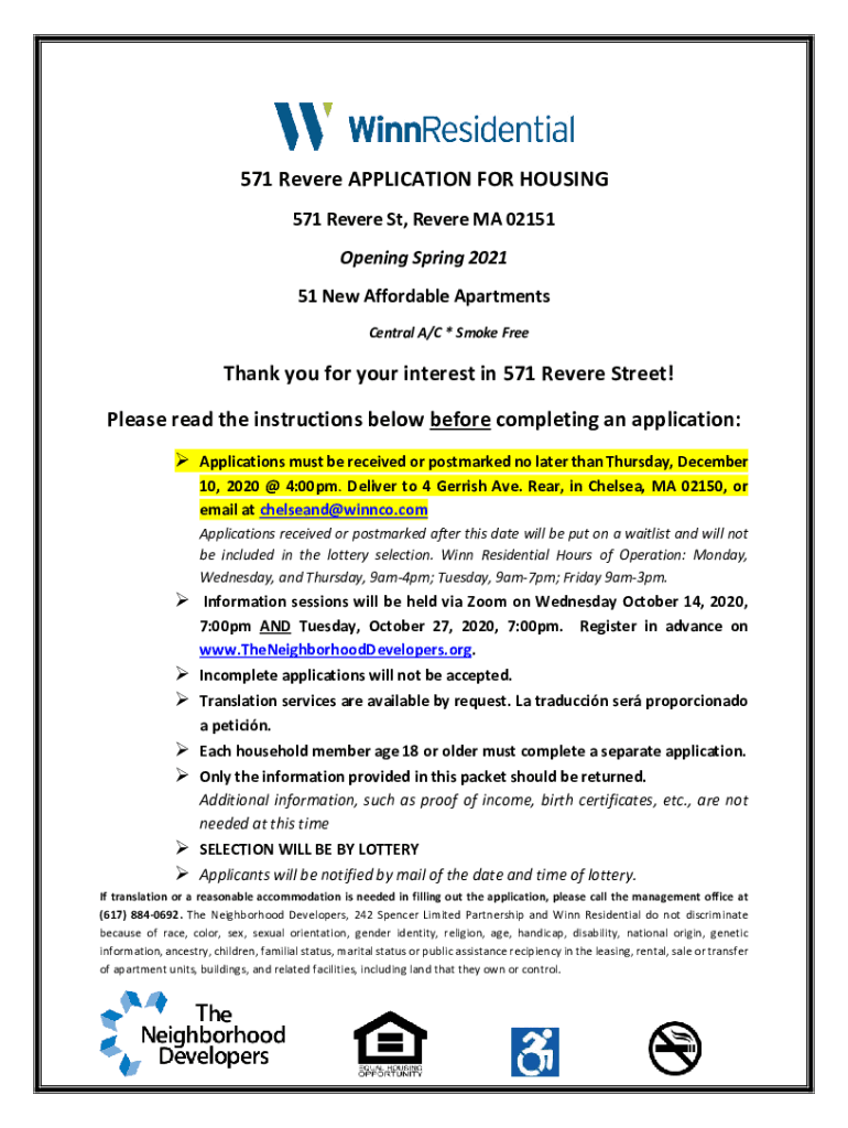 Fillable Online 571 Revere APPLICATION FOR HOUSING Fax Email Print ...