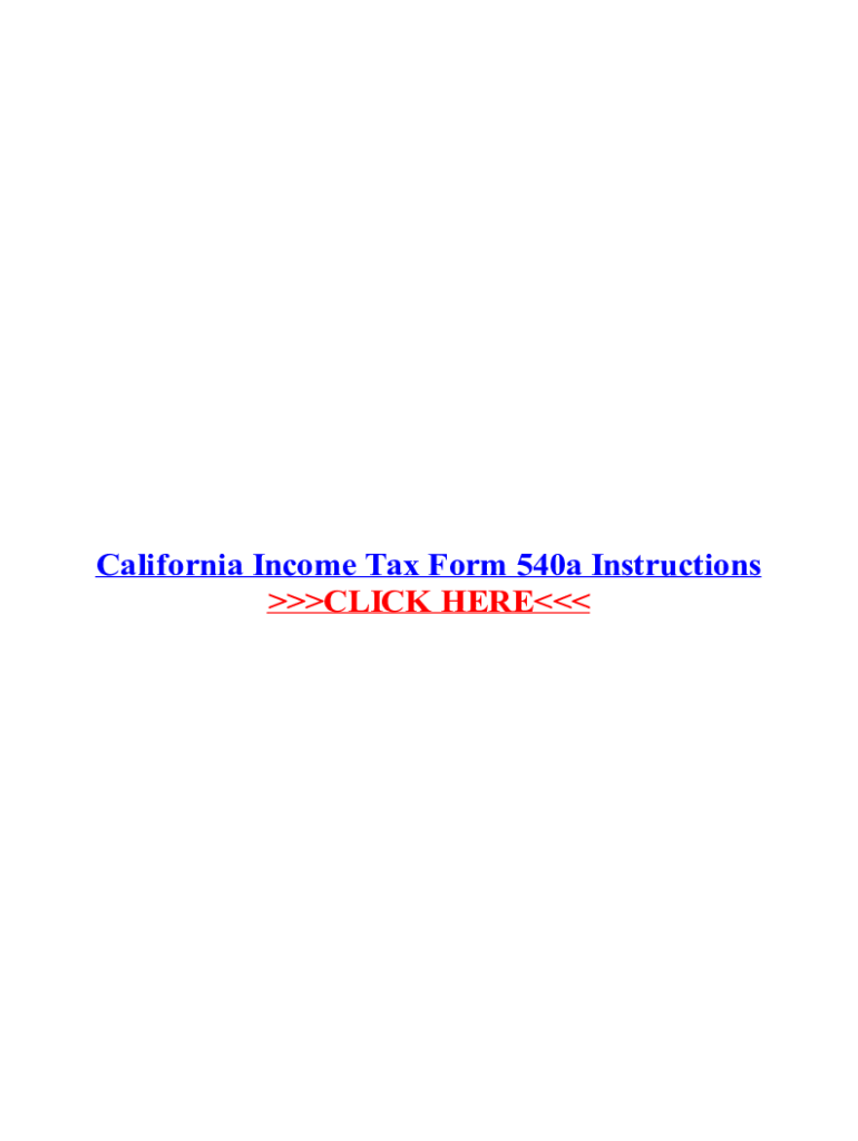 Fillable Online California Income Tax Form 540a Instructions Fax Email ...