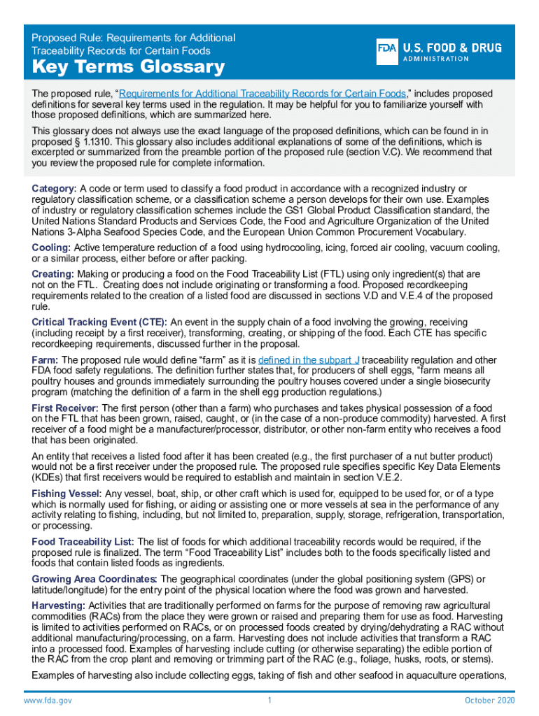 Fillable Online Requirements for Additional Traceability Records for ...