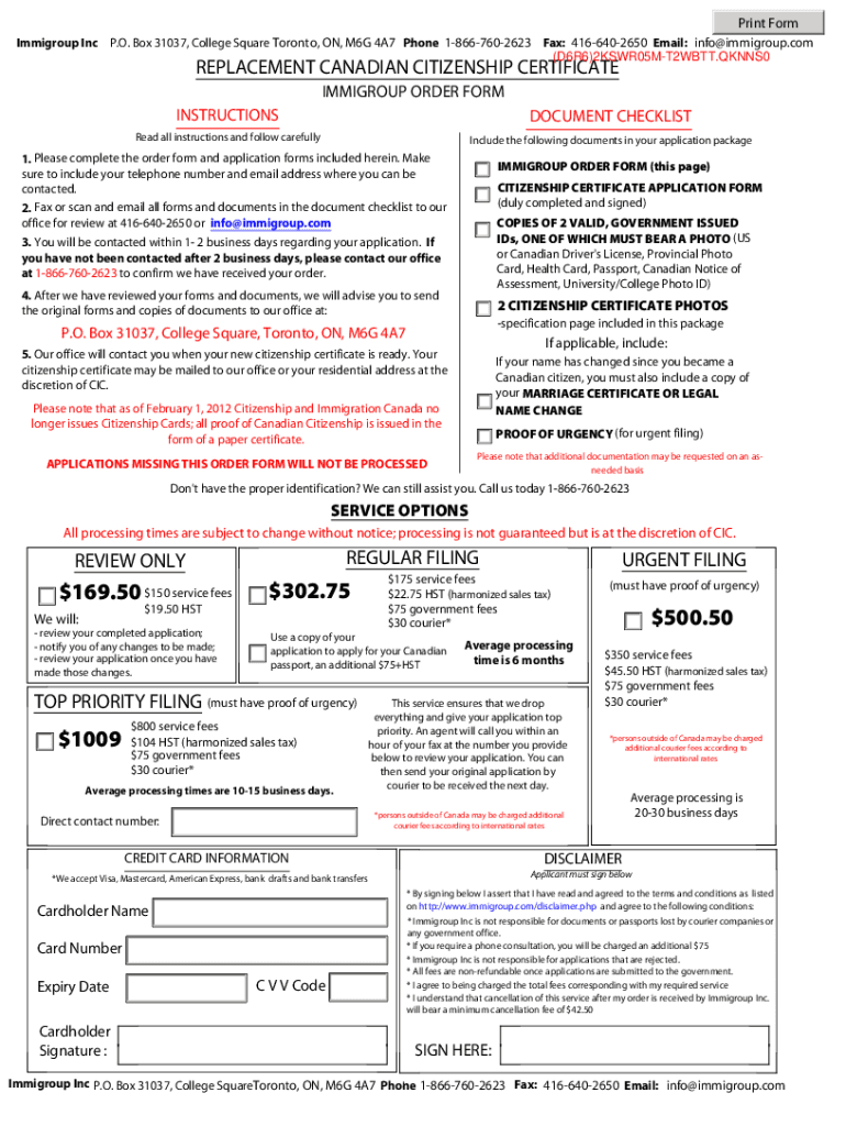 Fillable Online CITIZENSHIP CERTIFICATE APPLICATION FORM Fax Email ...