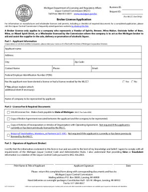 Fillable Online PDF Retail License & Permit Application (Form LCC ... - State of Michigan Fax ...