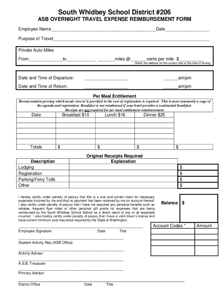 Fillable Online ASB Overnight Travel Exp Form Fax Email Print - pdfFiller