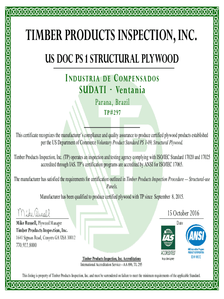 Fillable Online TP Inspection Panels Client List: Timber Products ...